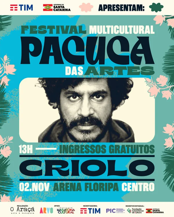 Criolo faz show inédito em Florianópolis neste fim de semana.